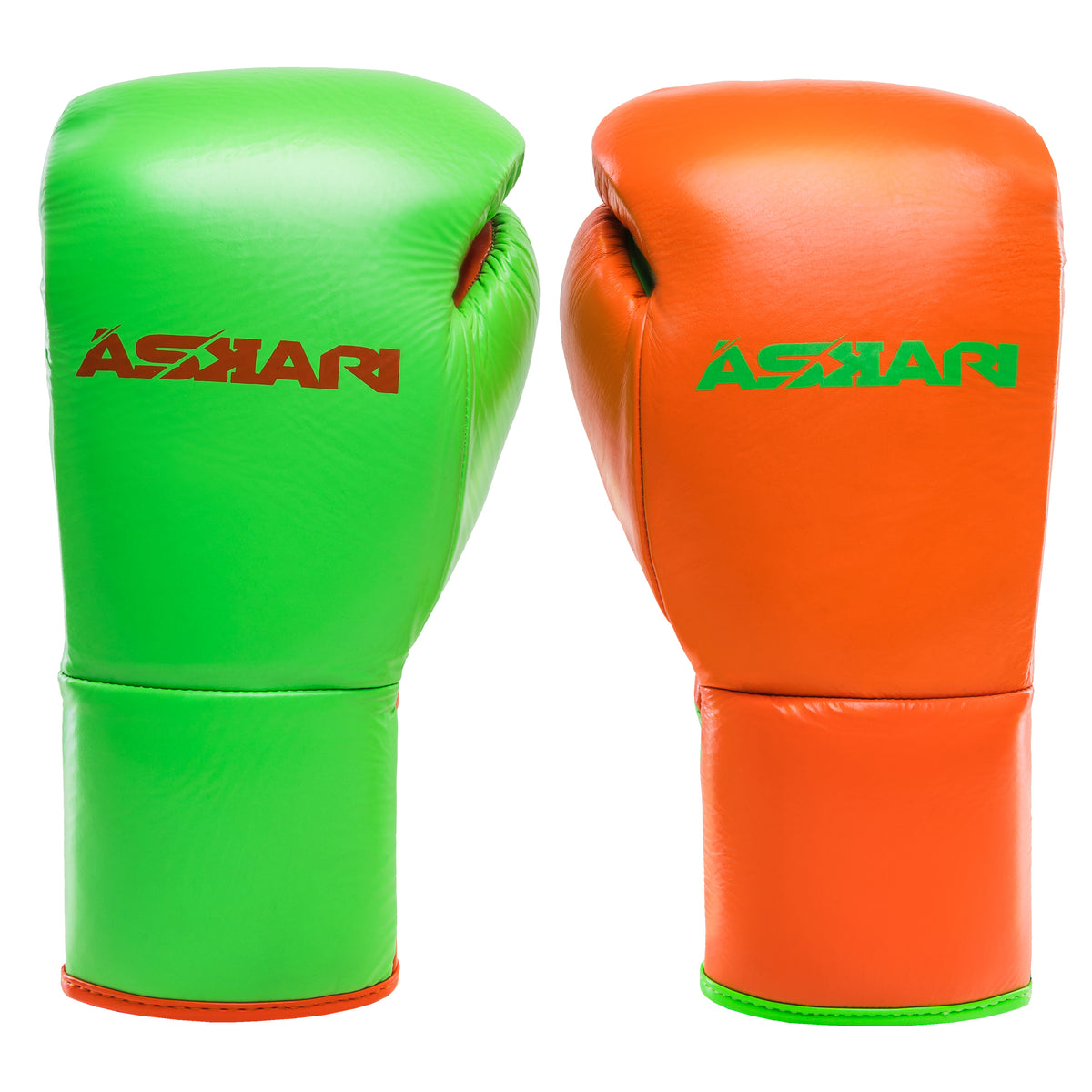 Lace Up Boxing Gloves – Fluorescent Orange & Green | Askarifighter.com